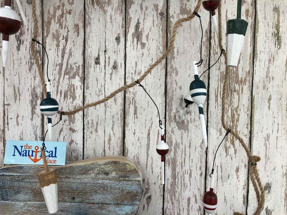 9' Wood Fishing Bobber Floats On String - Buoy Fish Net Garland ...