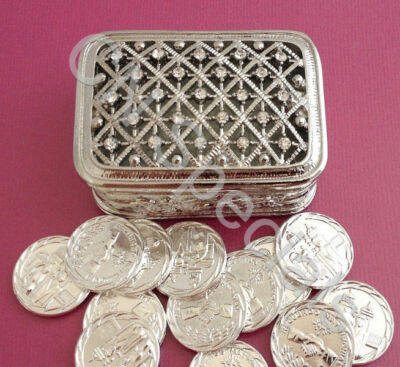 Rectangular Silver Rhinestones Wedding Arras Box & Unity Coins Arras de ...