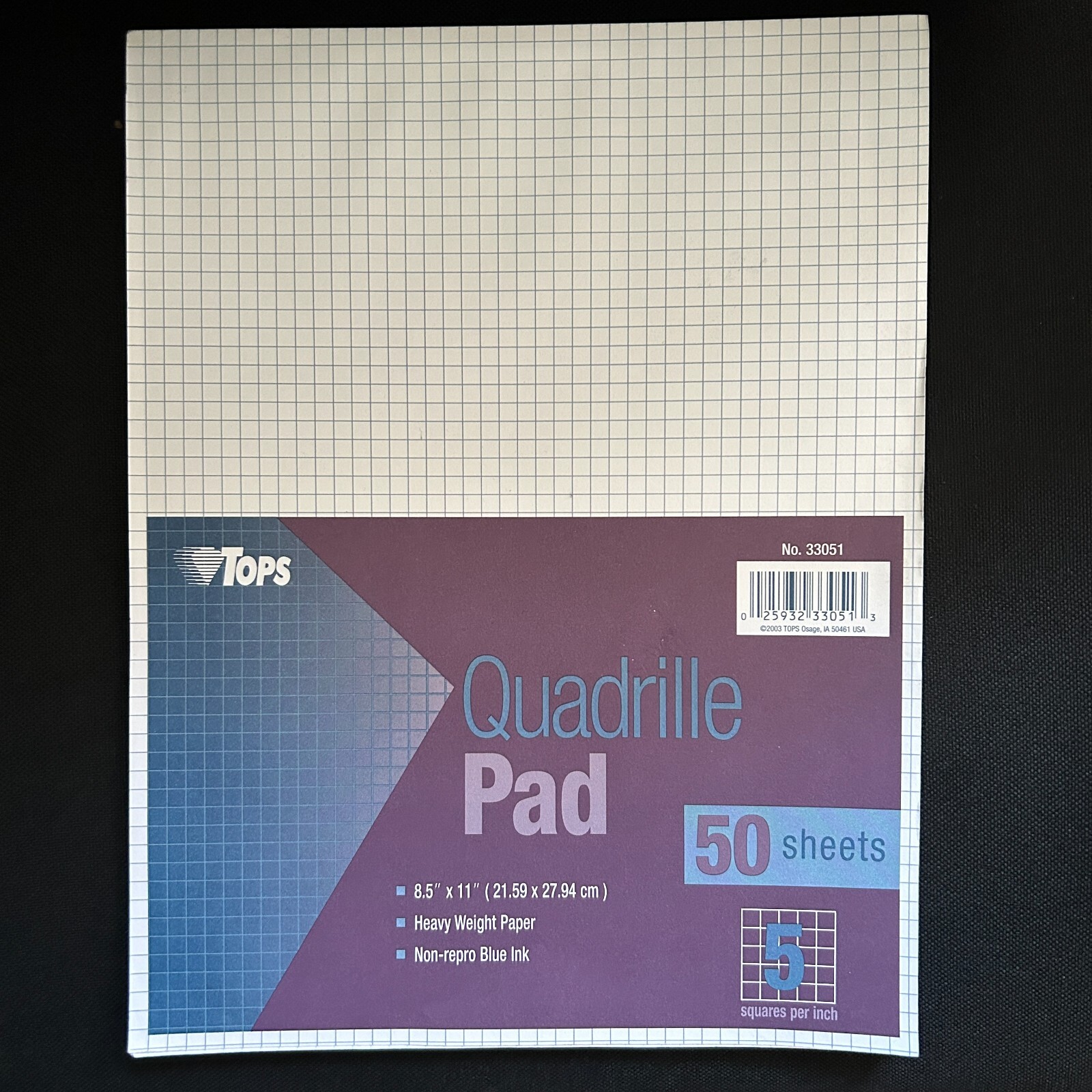 TOPS Quadrille Pads 5 Squares/Inch 8 1/2 x 11 White 50 Sheets 33051 | eBay