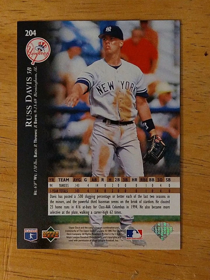 1995 Upper Deck New York Yankees #204 Russ Davis RC | eBay