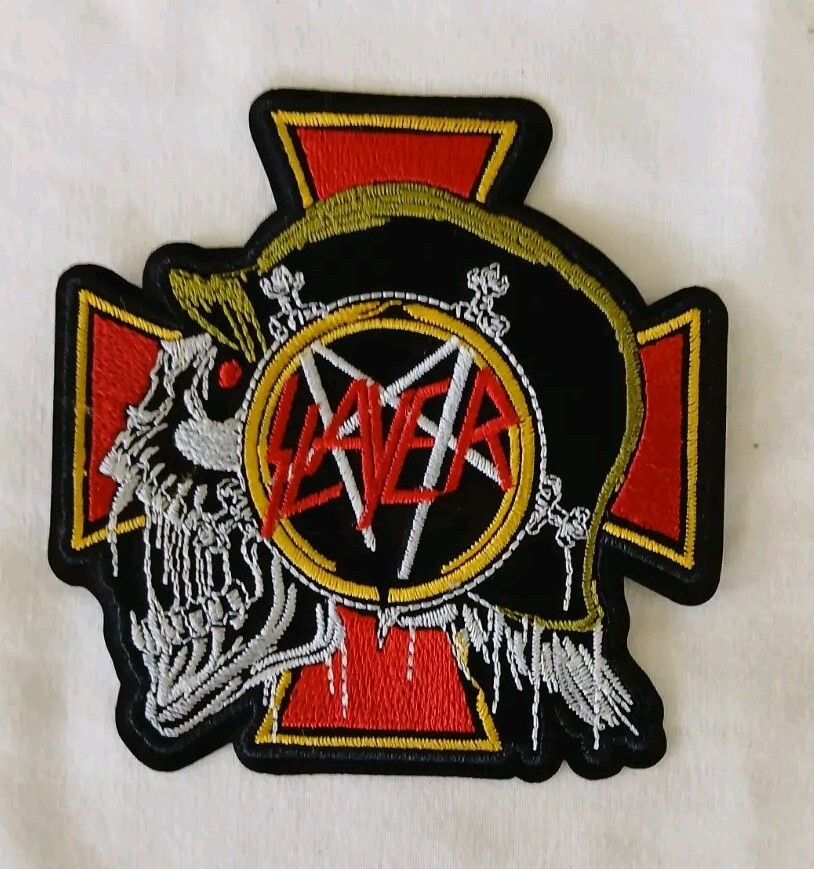 Slayer Iron Cross Skull Logo Embroidered Patch Licensed Slayer Heavy ...
