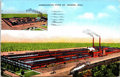 Postcard Monroe Michigan Consolidated Paper Company Posted 1949 | eBay