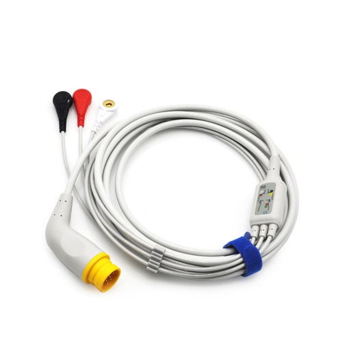 12Pin ECG Cable 3 Leads Snap 12P Adapter Wire 9ft 3M For LiFEGAIN CU ...