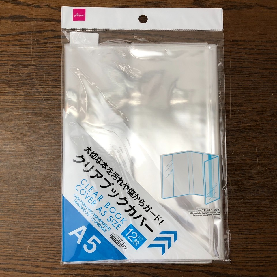 ×3 Daiso Clear Book Cover 12 Sheets A5 Transparent Protection 8.46” × ...