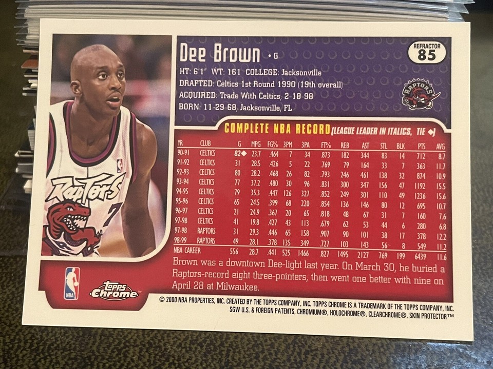 1999-00 Topps Chrome Refractor Dee Brown #85 Raptors 2464 | eBay