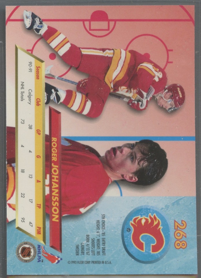 1992-93 Fleer Ultra #268 Roger Johansson Calgary Flames | eBay