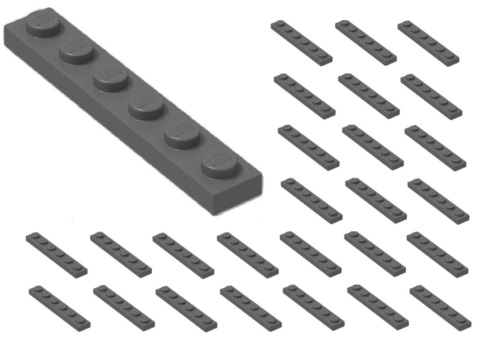 ☀️25x NEW LEGO 1x6 Dark Bluish Gray Plates (#3666) BULK Parts City ...