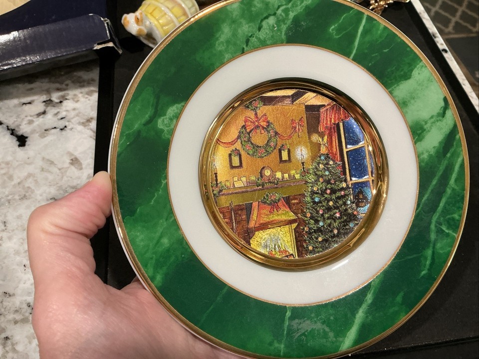 Christmas DUFEX Art Plate Decorative Japan 24K Gold Trim Vtg 6 Inch ...
