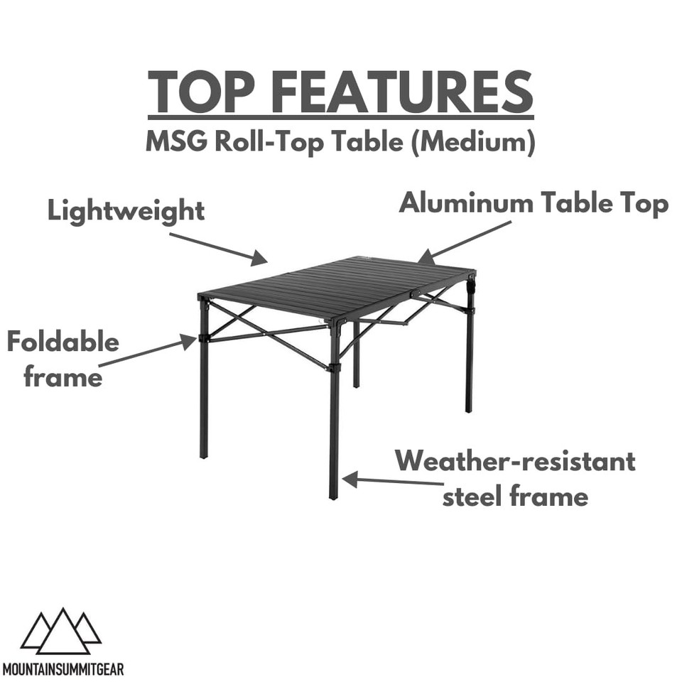 Heavy-Duty Roll-Top Table for Camping - Portable Aluminum-Top Folding ...