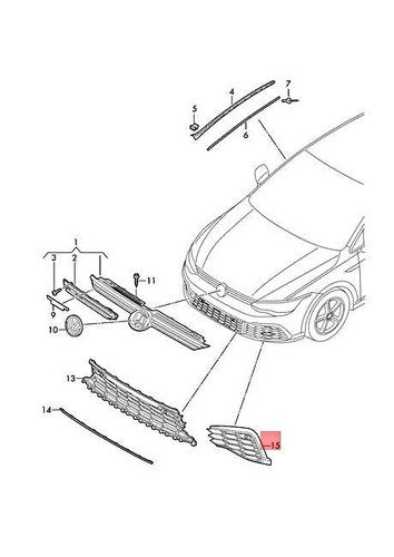 Genuine VW Golf R32 GTI Rabbit Air guide grille Right 5H0853666G9B9 | eBay