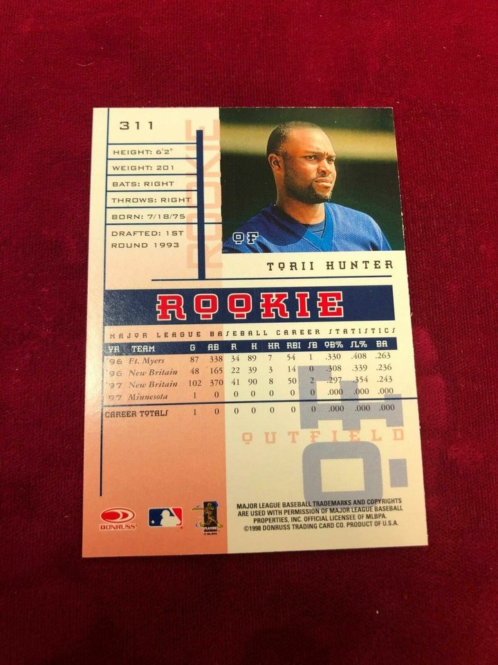 1998 Rookies & Stars SP RC TORII HUNTER Rookie #311 Minnesota Twins ...