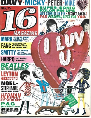 16 Magazine Mar.1967 Monkees, Beatles, Dave Clark 5, Stephanie Powers ...