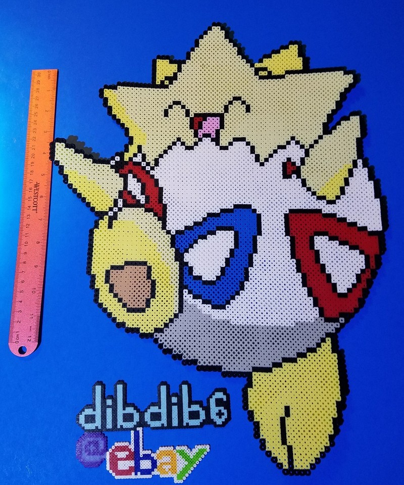 Togepi kandi perler pokemon go rave EDC PLUR hama wall art bead pixel ...