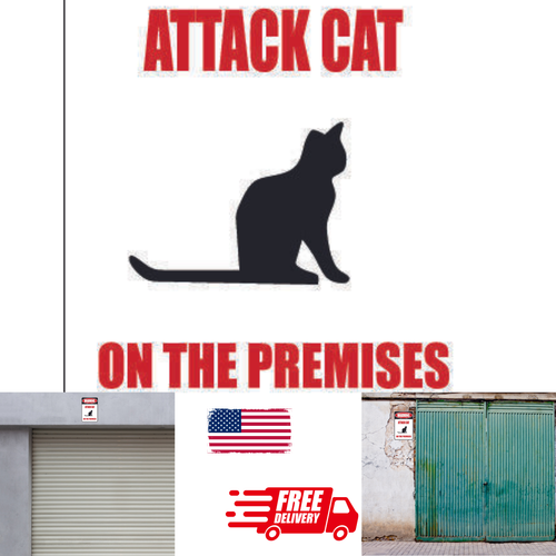 Warning: Guard Cat On Duty Aluminum Sign 8"x12" - Indoor/Outdoor, Rust ...