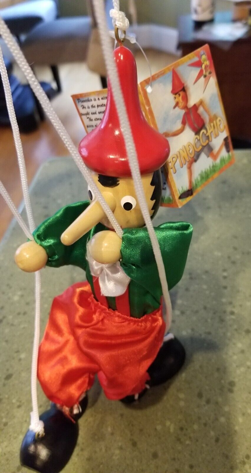 PINOCCHIO STRING PUPPET MARIONETTE WOOD WITH TAG 15" W/STRINGS BY ...