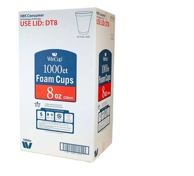 WinCup 8-Oz.Foam Cups, Styrofoam Cups Disposable 1000 ct. White | eBay