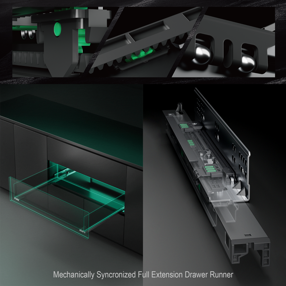 Undermount Drawer Runners Slides - Soft Close Synchronized Full ...