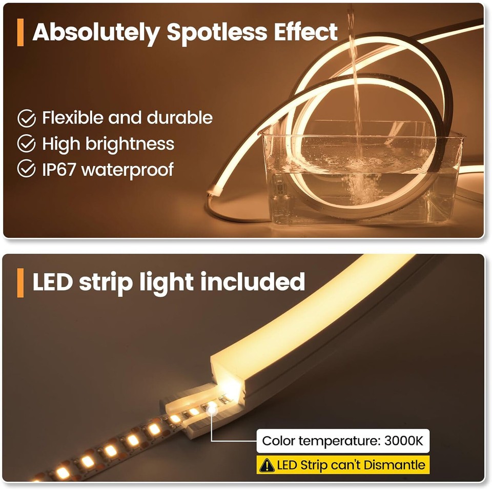 24V Silicone LED Strip Lights Waterproof Tube Flexible LED Diffuser ...