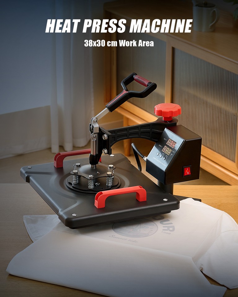 30x38 cm Heat Press Machine 1250W Swing Away Heat Transfer Digital ...