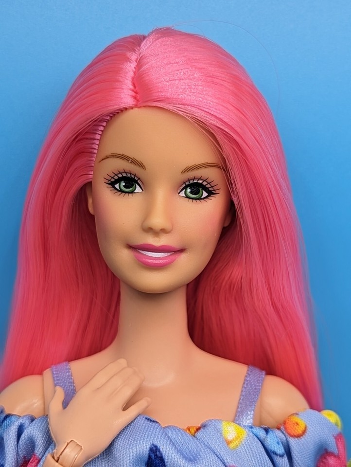 OOAK Custom Reroot Barbie Doll CEO Millie Long Pink Hair Made to Move ...