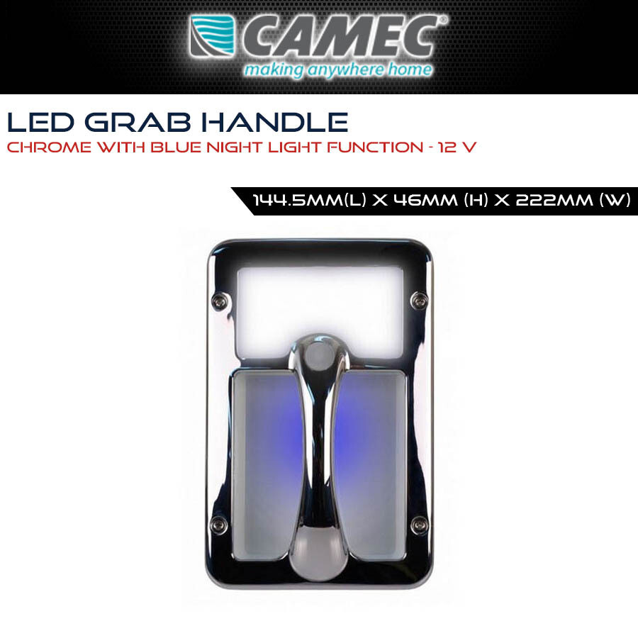 Camec LED Grab Handle Chrome With Blue Night Light Function Caravan RV ...