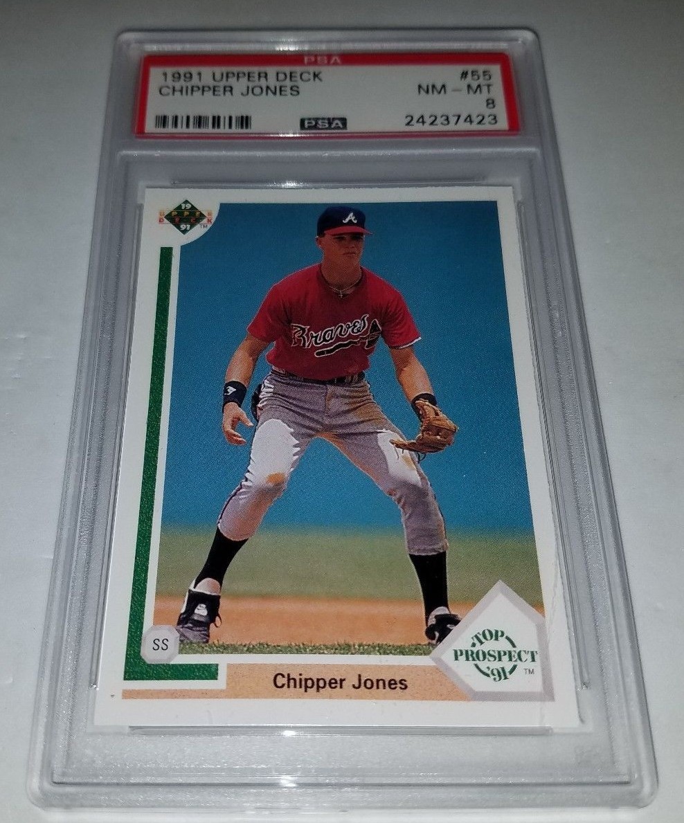 1991 Upper Deck #55 Chipper Jones Rookie Card RC Graded PSA 8 Near Mint ...