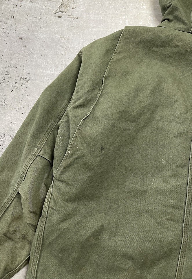 Thrashed Carhartt J141 ARG Hooded Jacket (size XL) Canvas Workwear MOS ...