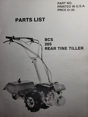 BCS Walk-Behind 205 Lawn Garden Tractor, Engine& Implements Parts ...
