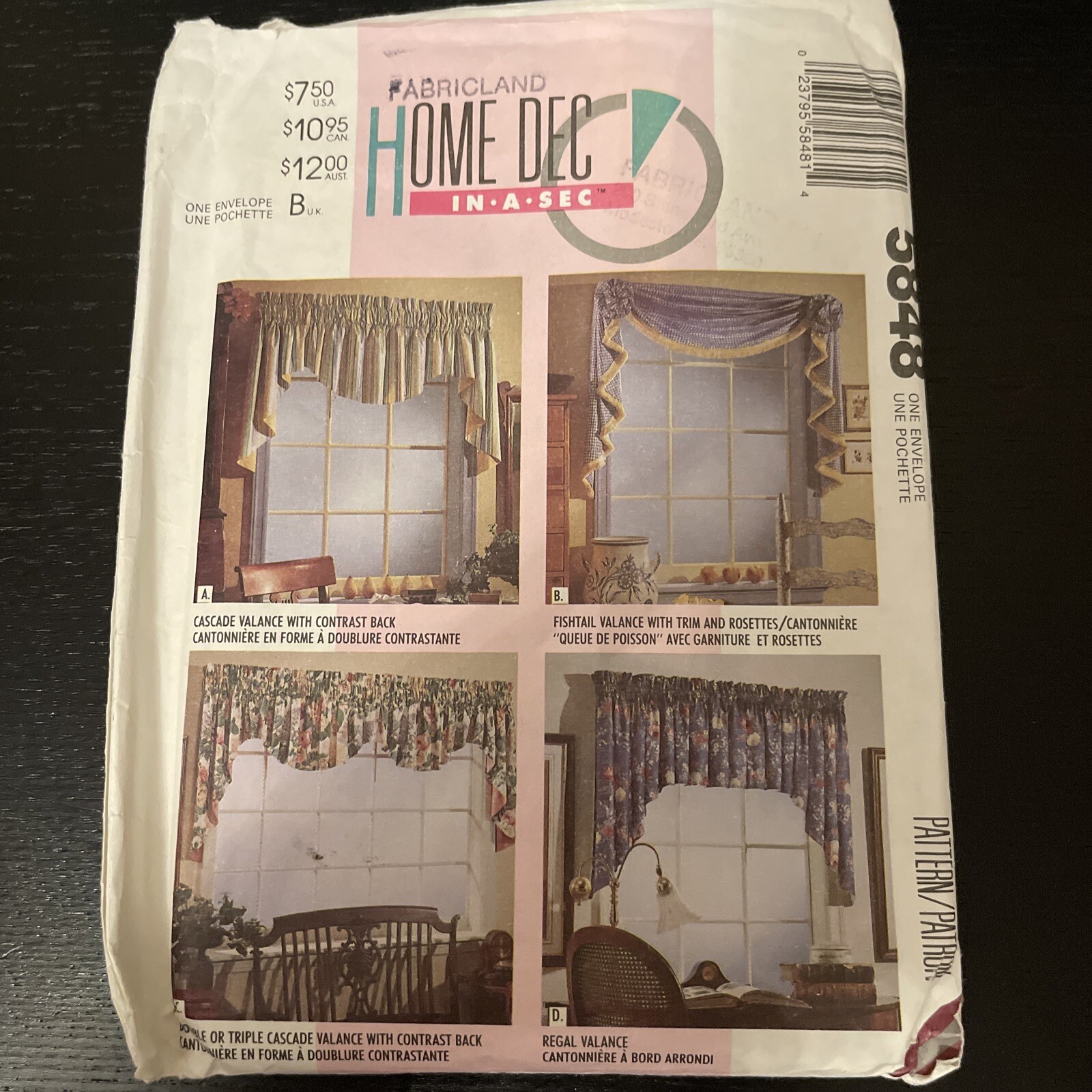 McCalls+Window+Treatment+Valance+5848+Regal+Fishtail+Rosettes+Uncut ...