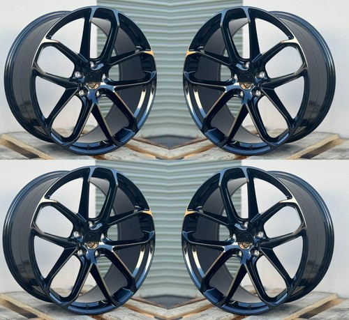 22x9.5 / 22x11.5 Staggered 22" Black Wheels For Porsche Cayenne Rims ...