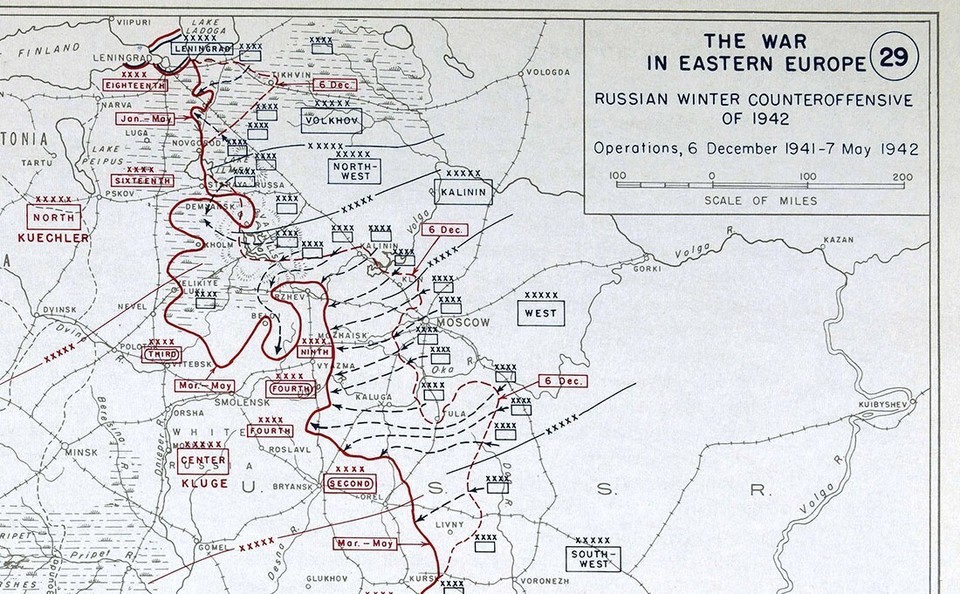 WWII Map 29 East Europe Ukraine Russian Winter Offensive Dec-May 1942 ...
