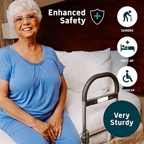 Lunderg Bed Rails for Elderly Adults Safety - with Motion Light & Non ...