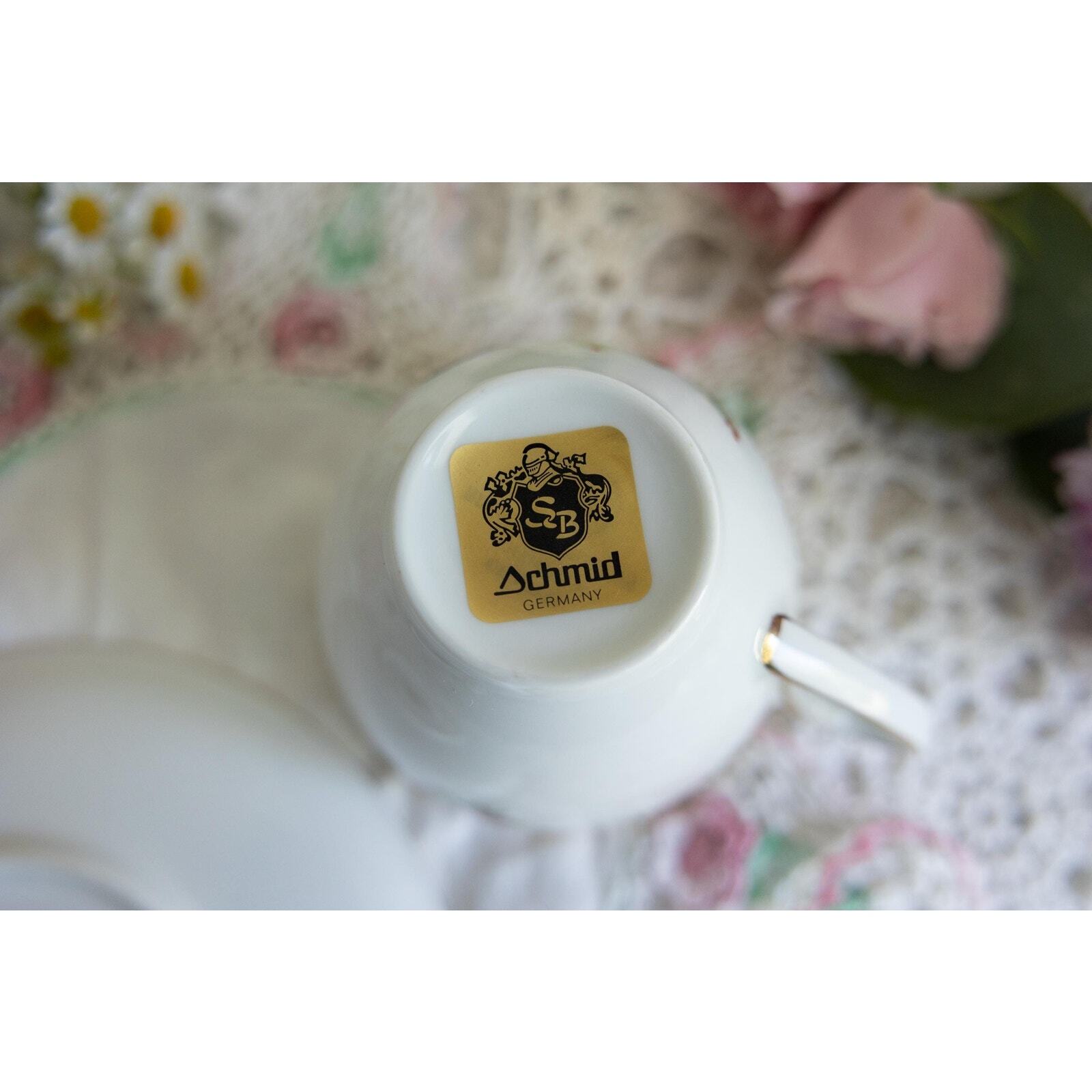 Vintage SCHMID Germany Tea Cup & Saucer w/ Gold Rim, Pinecones, Acorns ...