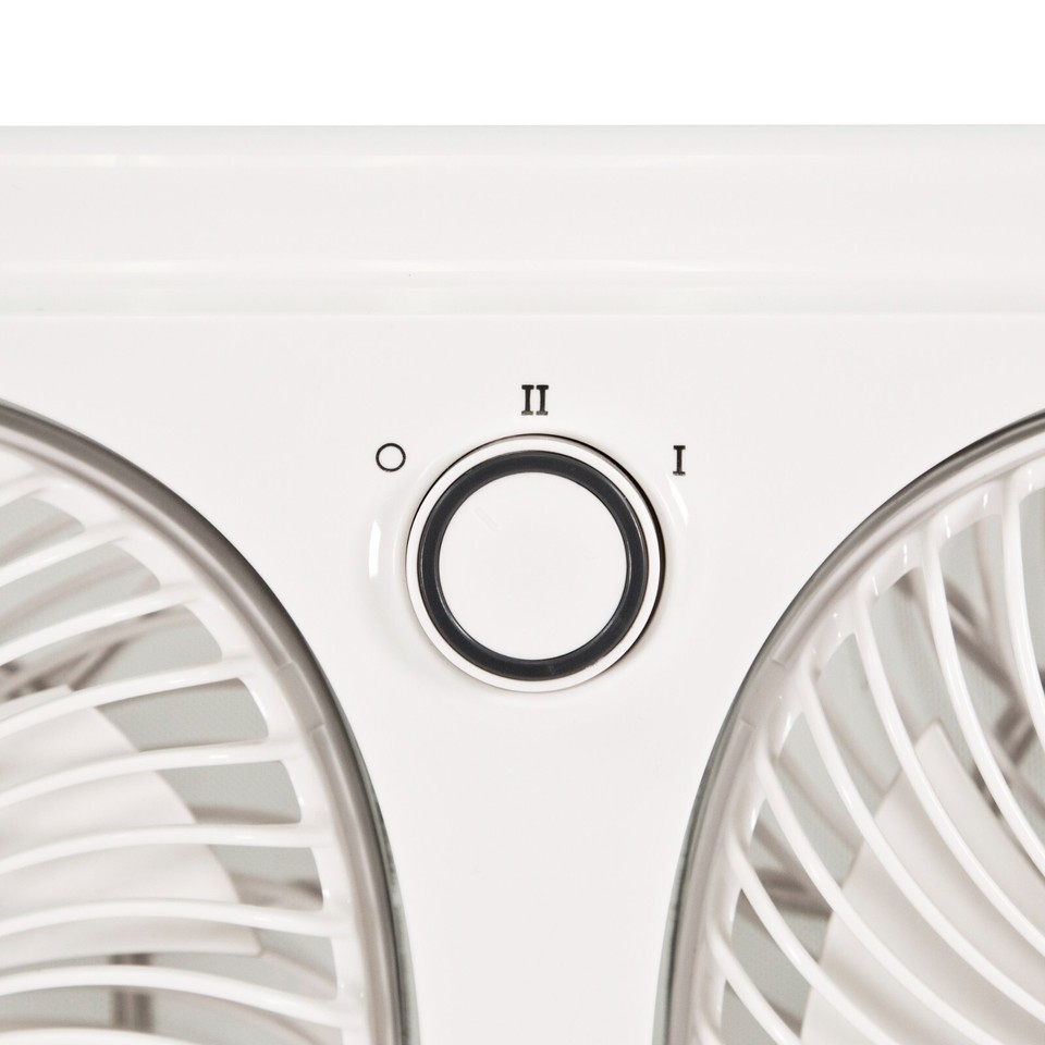 Comfort Zone Twin Window Fan, Individual 180 Degree Rotating Fan Heads ...