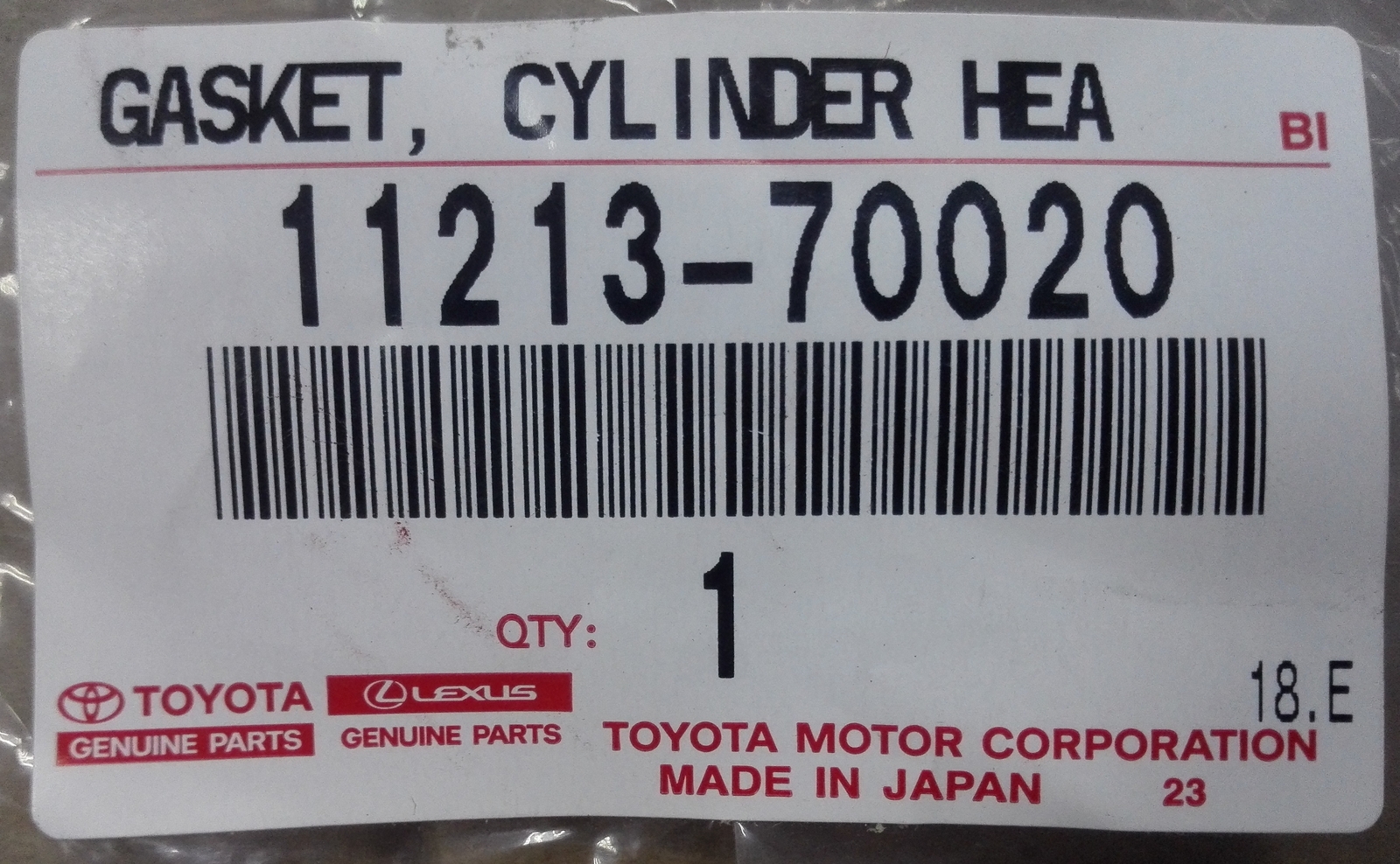 11213-70020 Toyota Gasket, cylinder head cover 1121370020, New Genuine ...