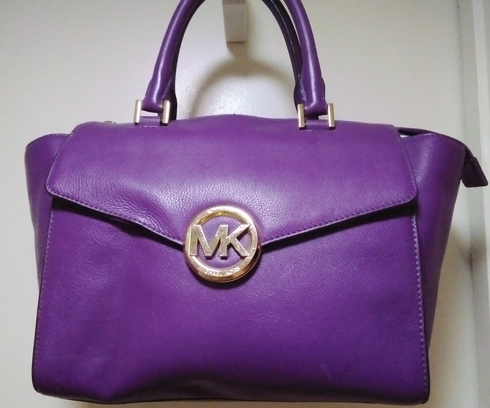 RARE Vintage Real Purple Leather Michael Kors Hand Ba… - Gem