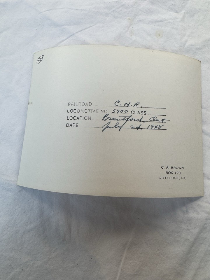 CNR Steam Locomotive No. 5700 Brantford Ont 1948 Original 7x5 ...