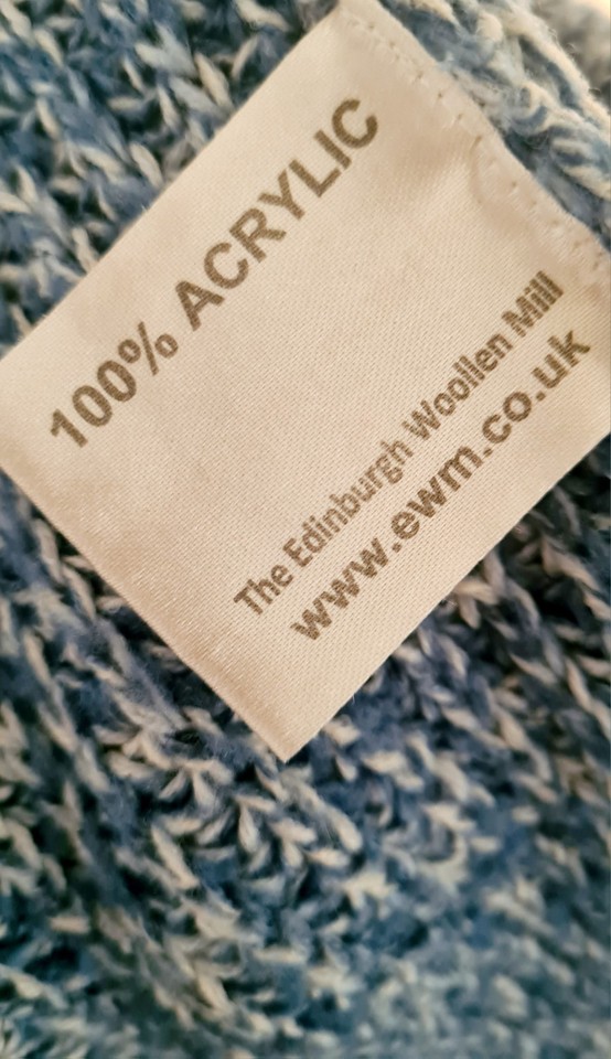 Ladies Isle EWM Blue White Fleck Chunky Knit Jumper Size 14-16 Long ...