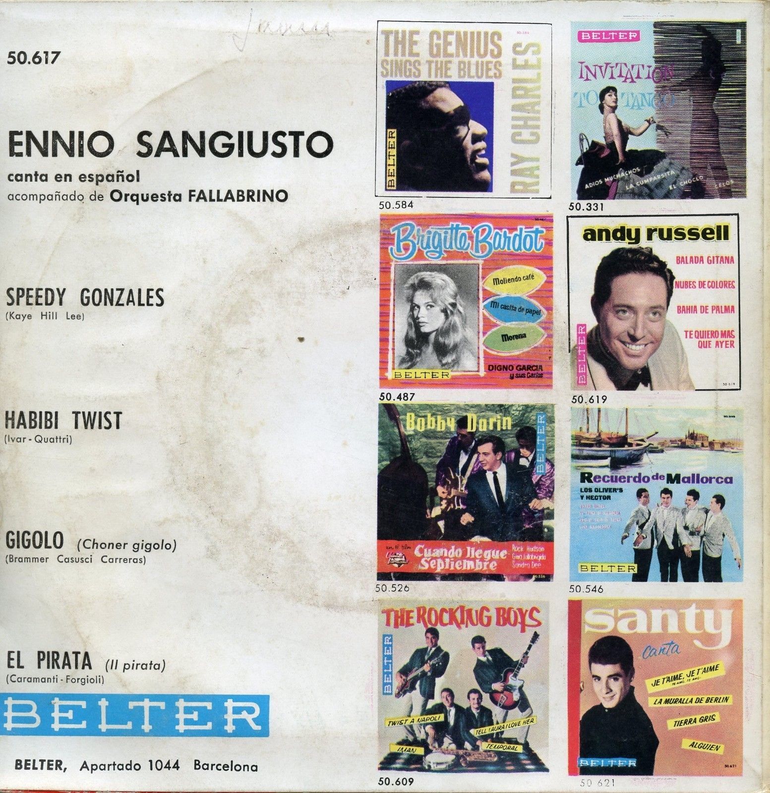 ENNIO SANGIUSTO / Gigolo, Speedy Gonzales BELTER 50.617 Press. Spain 1962 EP VG+ | eBay
