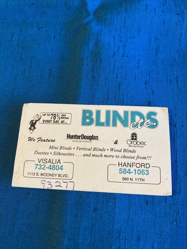 Vintage Blinds etc. Visalia Hanford CA Business Card Rare | eBay
