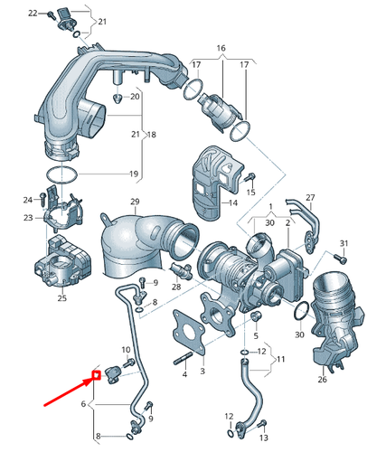 VOLKSWAGEN T-ROC A11 TURBO-CHARGER SUPPLY PIPE CLAMP 04E145807A for ...