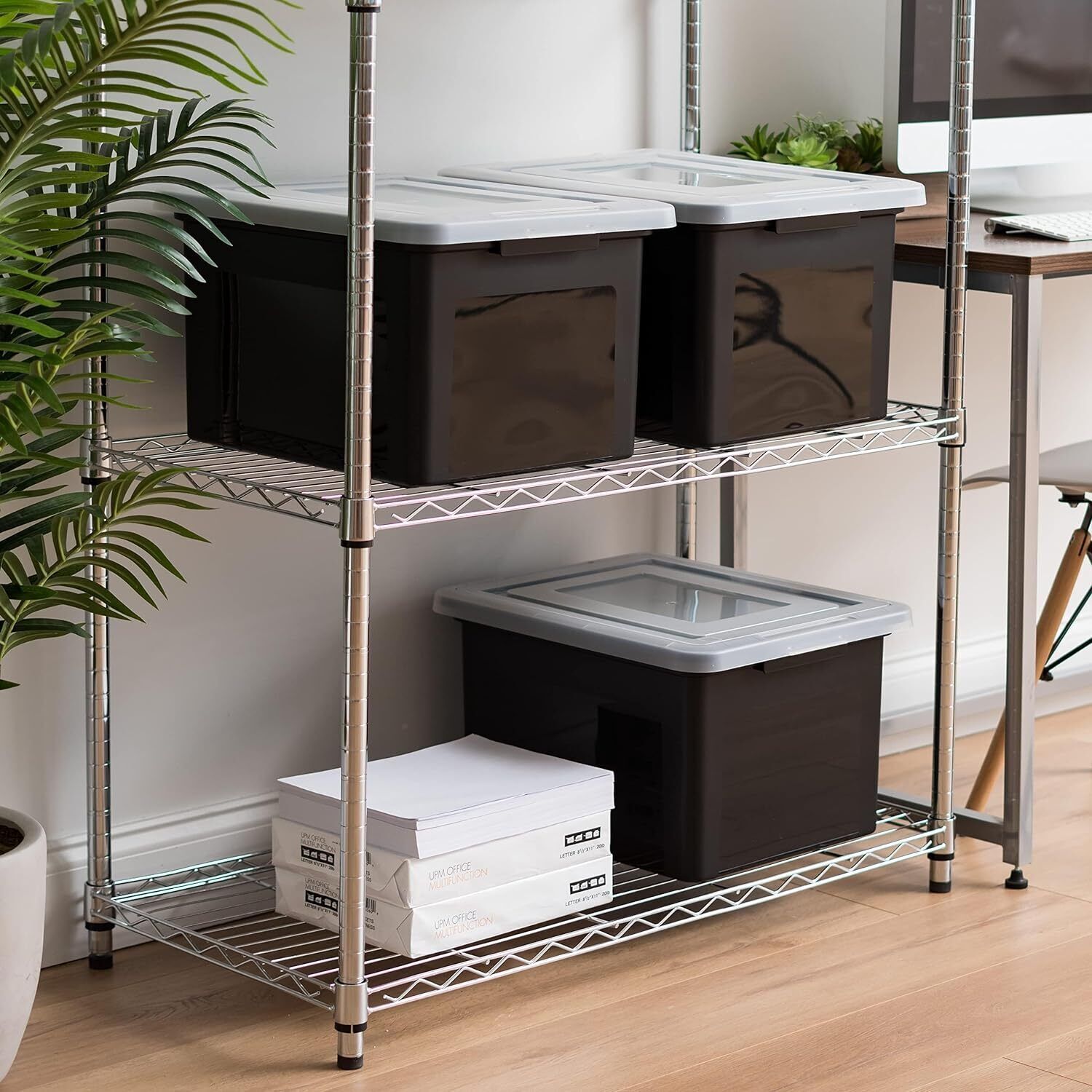 4 Pack Letter/Legal File Tote Box Stackable Plastic Storage Bin ...