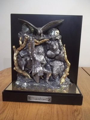 VERY RARE MICHAEL RICKER PEWTER "MEDICINE SPIRITS" INDIAN+EAGLE ...