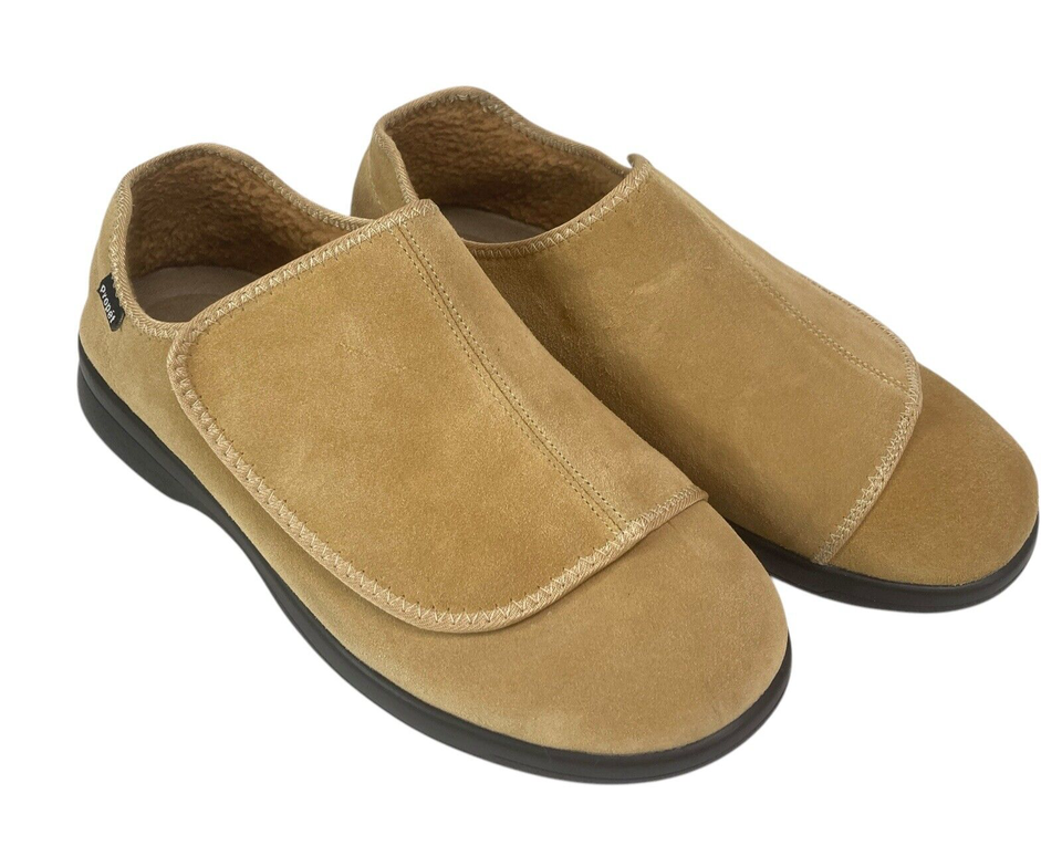 Propet Coleman Suede Leather Comfort Shoe 10.5 XX Camel Brown Hook Loop ...