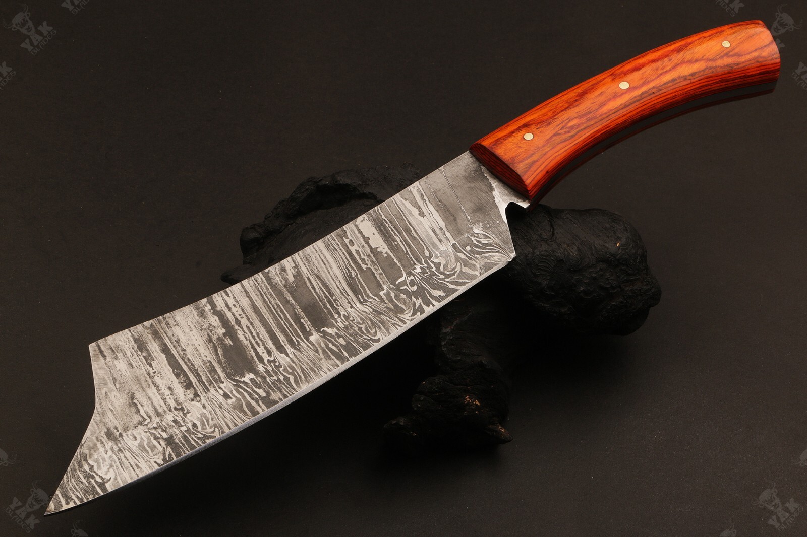 12" Hand Forged Fire Damascus Steel Machete Hunting Knife For Camping ...