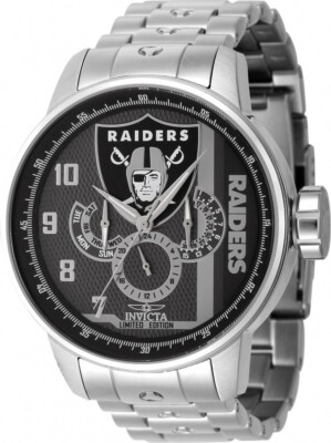 Invicta Men's NFL Las Vegas Raiders Grey Black Dial Chrono Quartz Steel ...