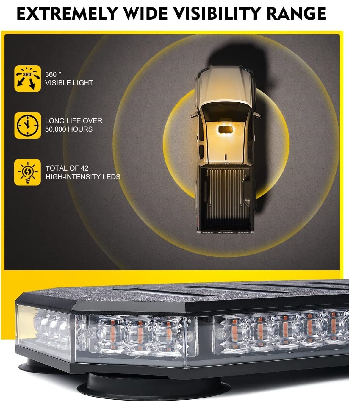 White Amber Waterproof LED Roof Strobe Light W/ Control Panel Fits ...