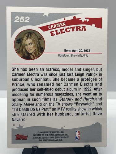 2005 Topps Basketball #252 Carmen Electra Rookie RC Actress Model ...