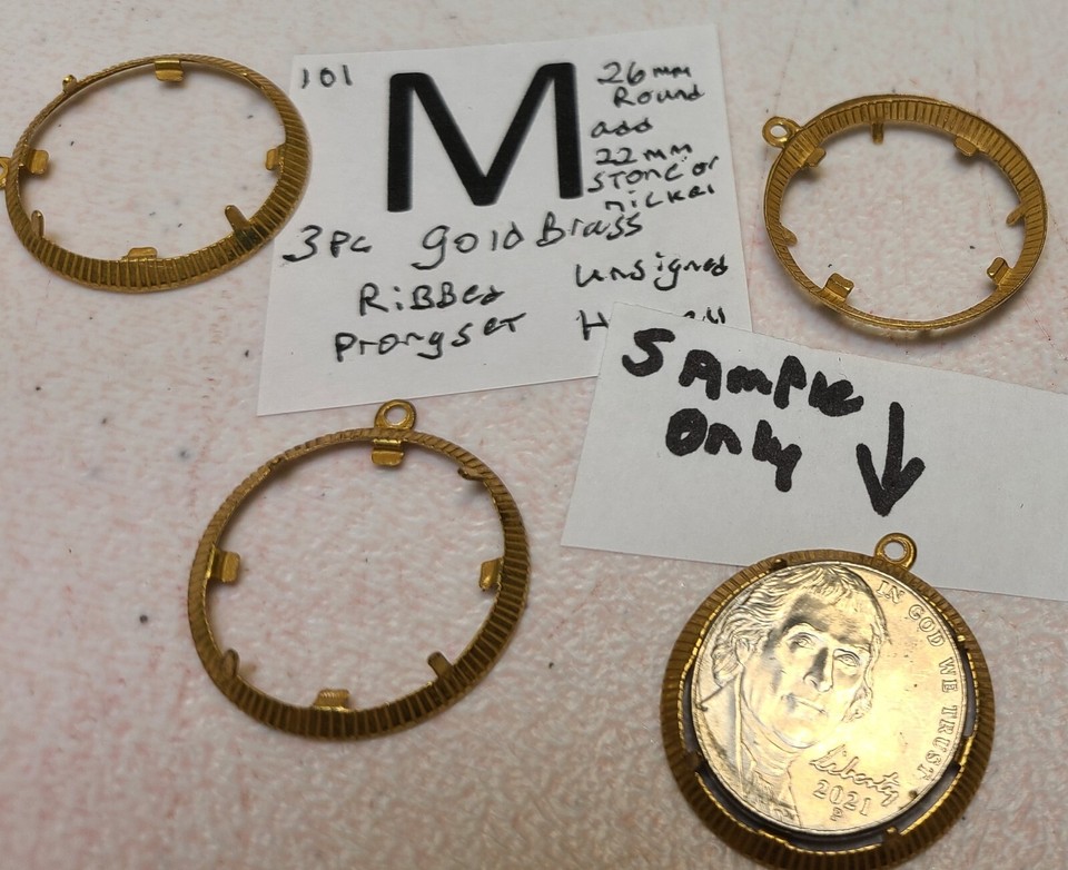 LOT # 19 Vtg Coin Holder Bezel Brass Mountings quarter nickel Silver ...