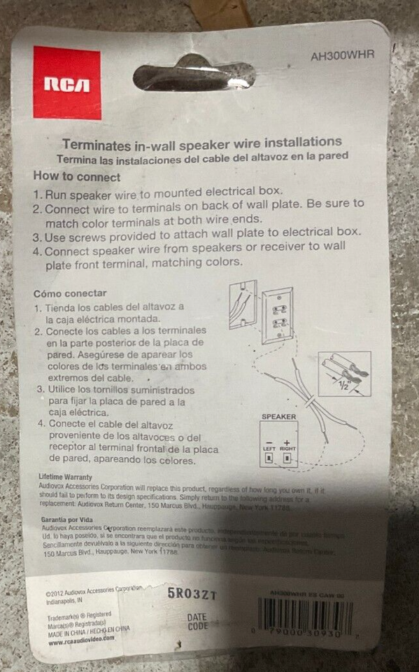 RCA Speaker Wall Plate for In-Wall Speaker Installations - White ...